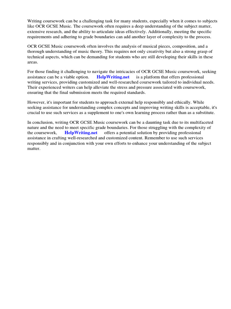 Ocr Gcse Music Coursework Grade Boundaries | PDF