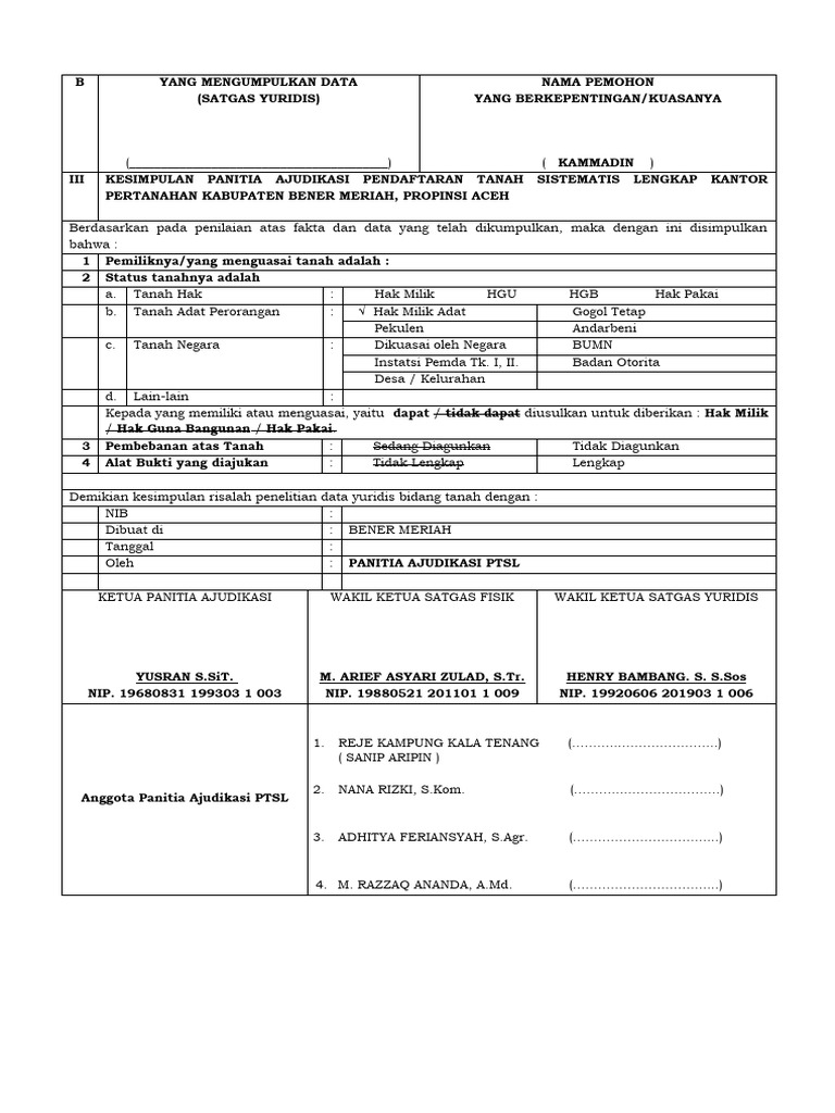 Form Risalah Lembar 3 | PDF | Hukum