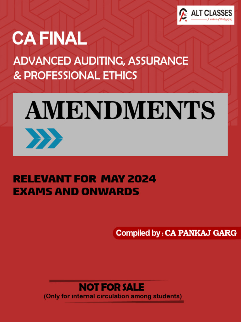 Final Audit - Amendments For May 2024 Exams | PDF | Audit | Internal ...