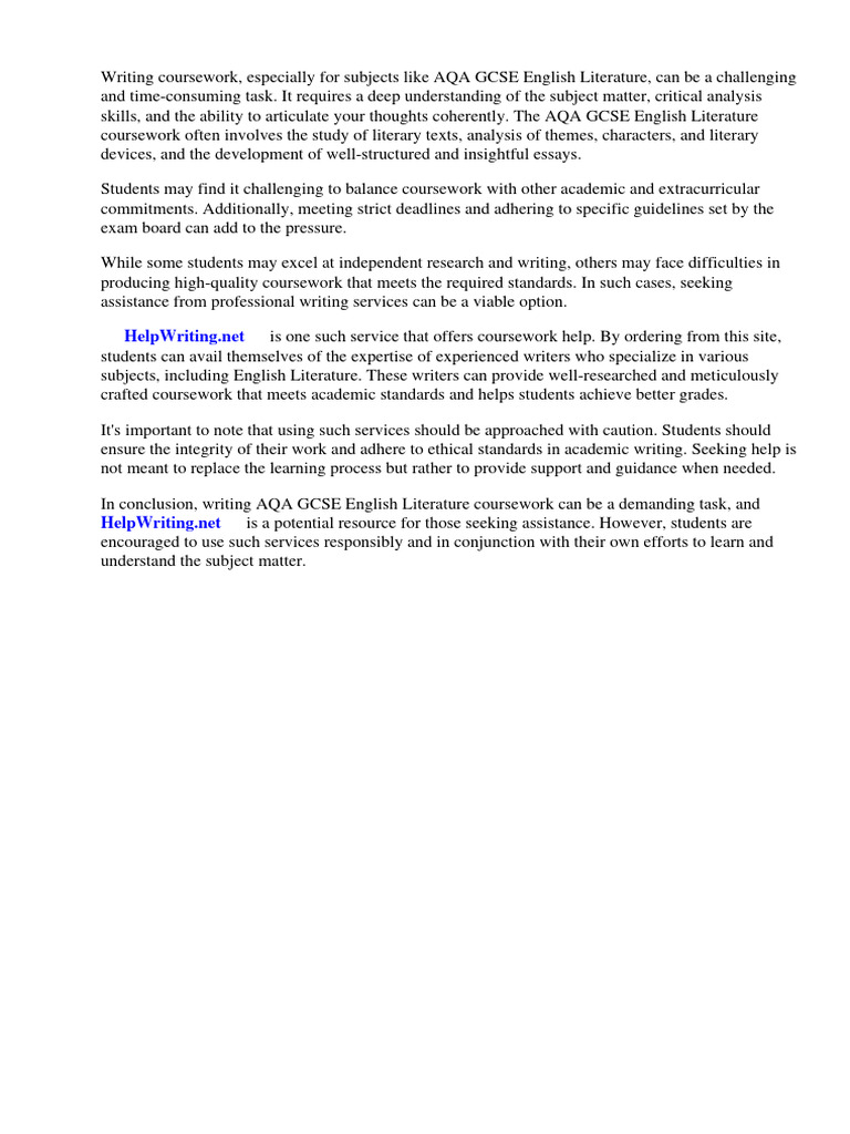 Aqa Gcse English Literature Coursework Percentage | PDF Aqa Gcse English Literature Coursework Percentage | PDF