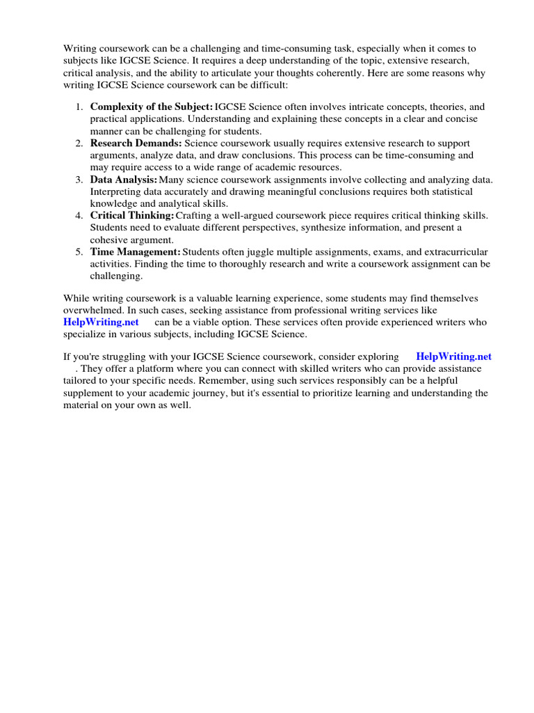Igcse Science Coursework Examples | PDF | Critical Thinking | Thought