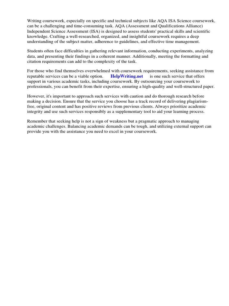 Aqa Isa Science Coursework | PDF | Facebook | Linked In