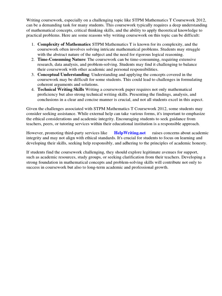 STPM Mathematics T Coursework 2012 | PDF | Mathematics