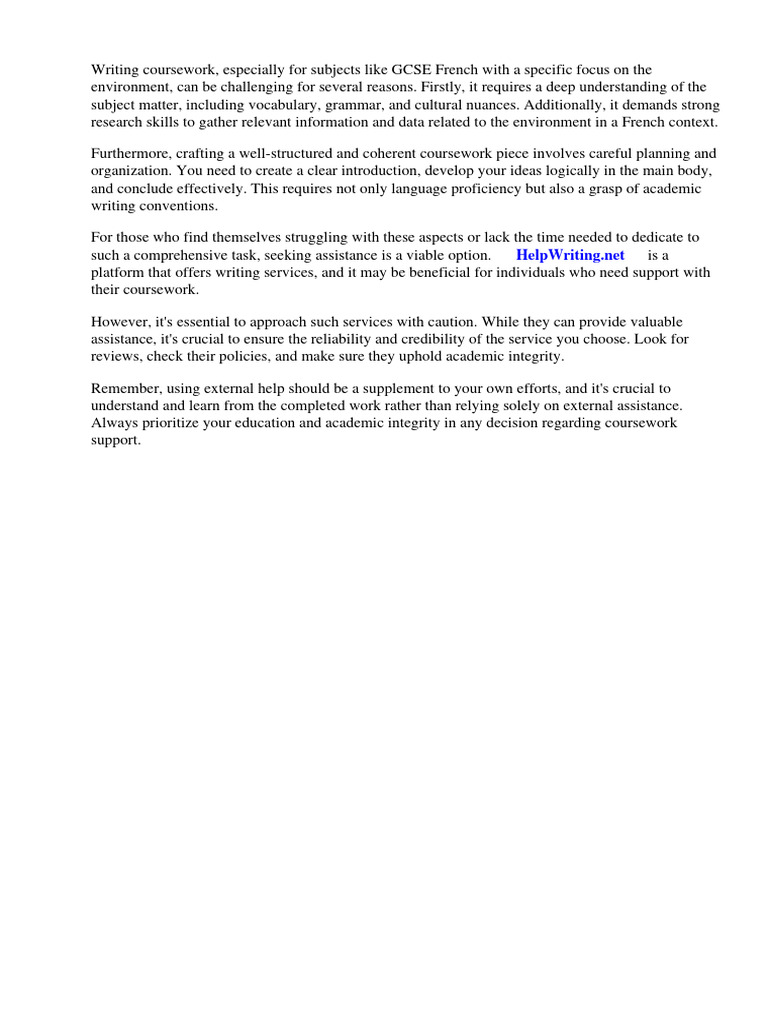 GCSE French Coursework Writing Tips | PDF | Facebook | Linked In