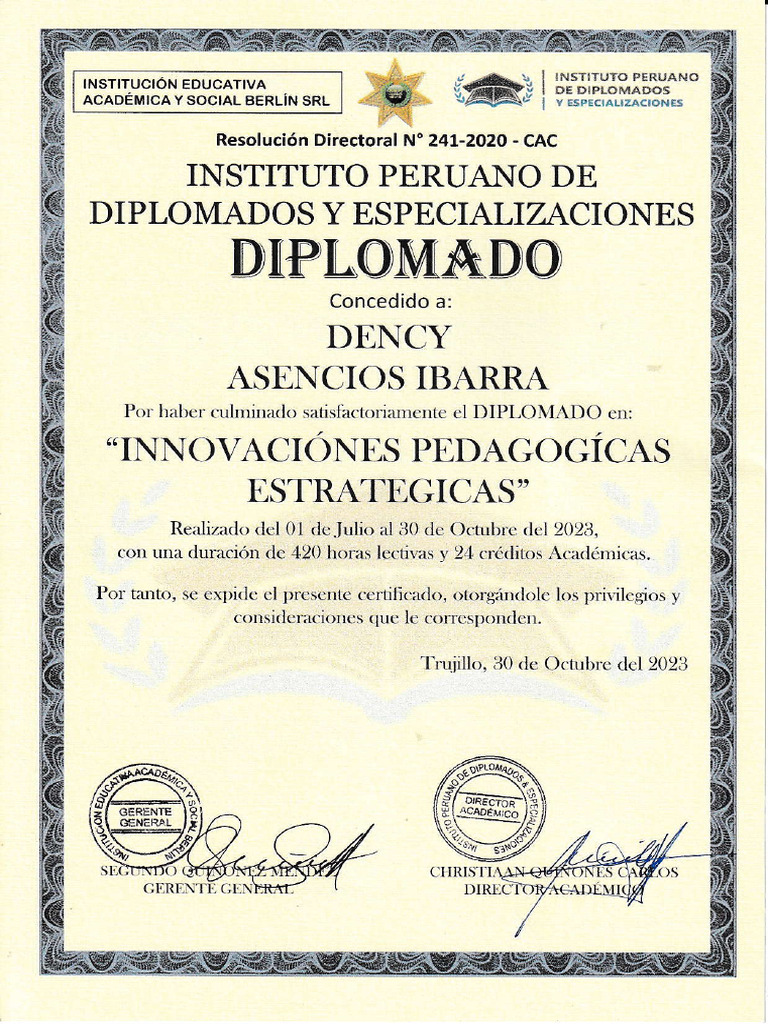 Dency Asencios Ibarra Innovaciones Pedagógicas Estrategicas | PDF