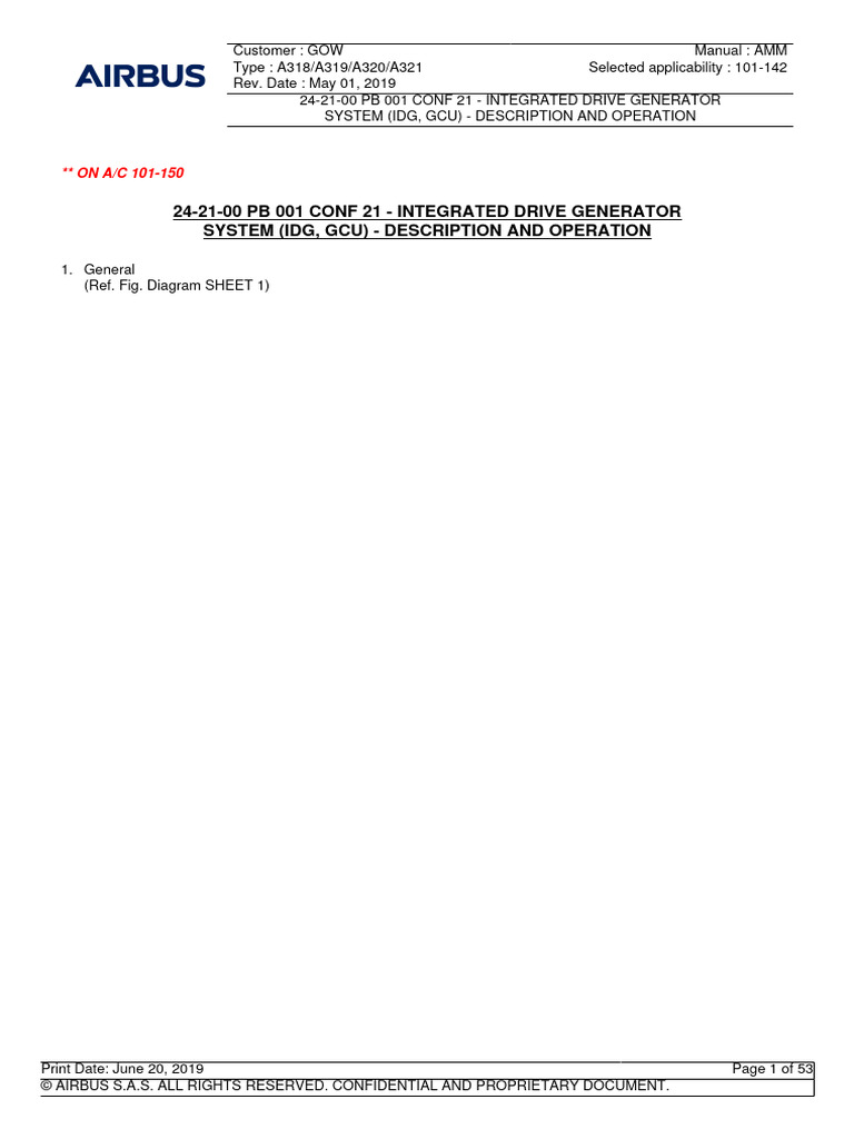 24-21-00 PB 001 Conf 21 - Integrated Drive Generator System (Idg, Gcu ...