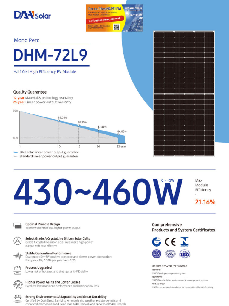 Dah 450wp Solar Pecs Logo Compressed | PDF | Components | Electrical ...