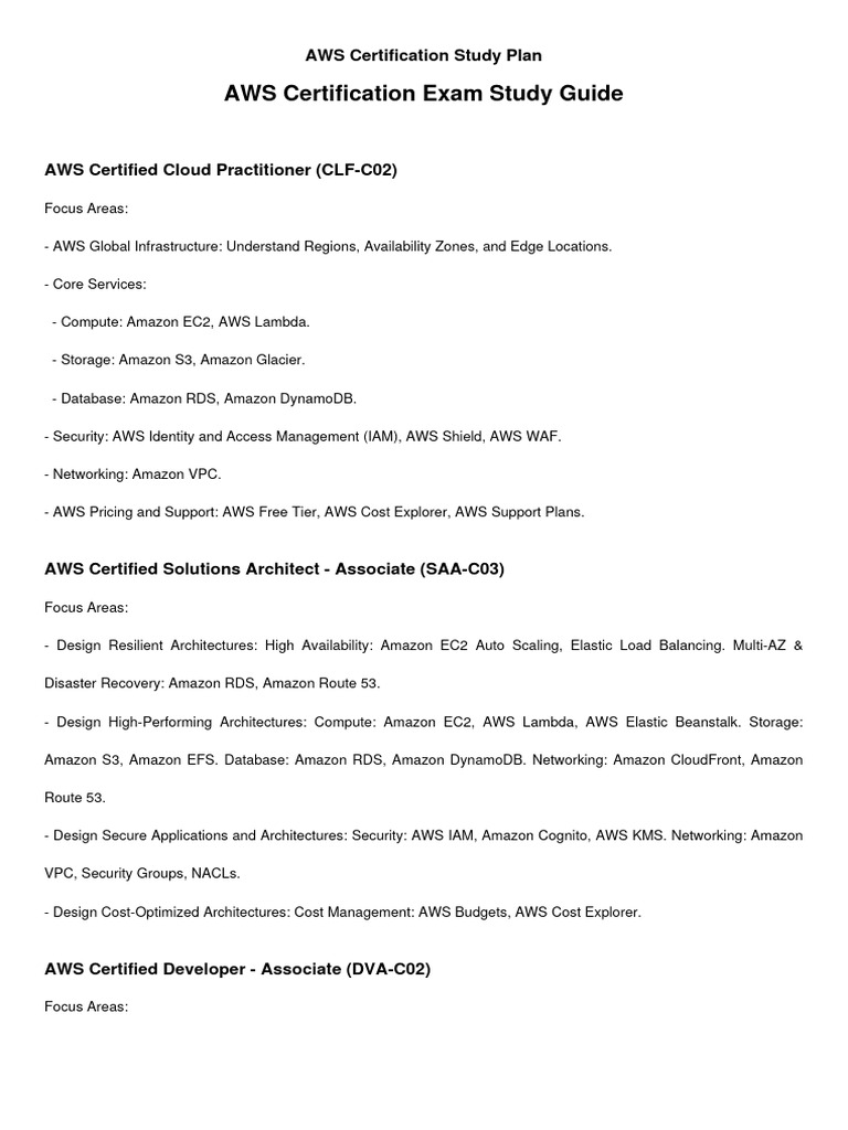 AWS Certification Exam Study Guide | PDF