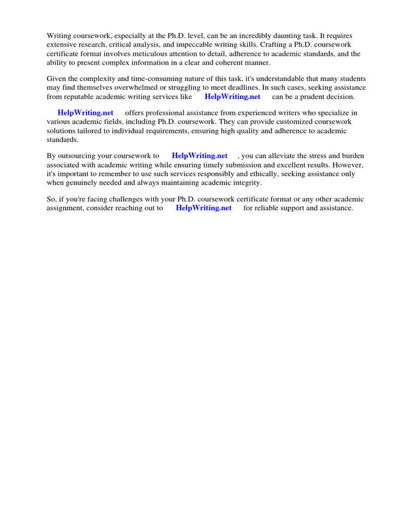 PHD Course Work Certificate Format | PDF | Medical Diagnosis | General ...