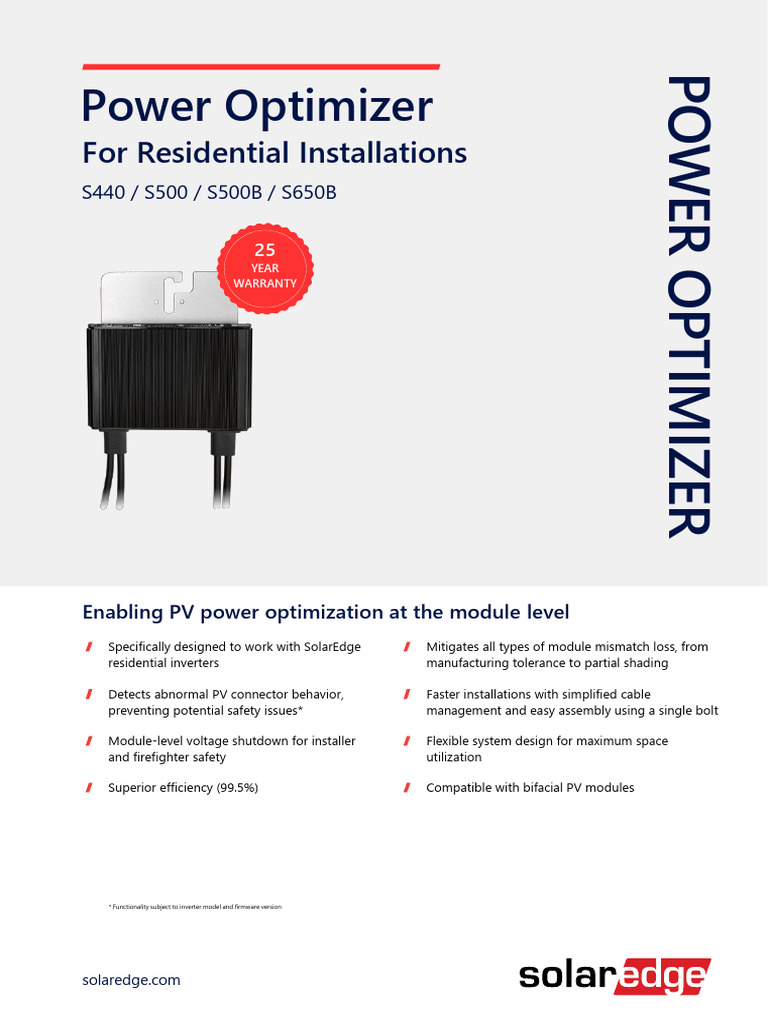 SolarEdge Power Optimizer Overview | PDF | Photovoltaics | Energy ...