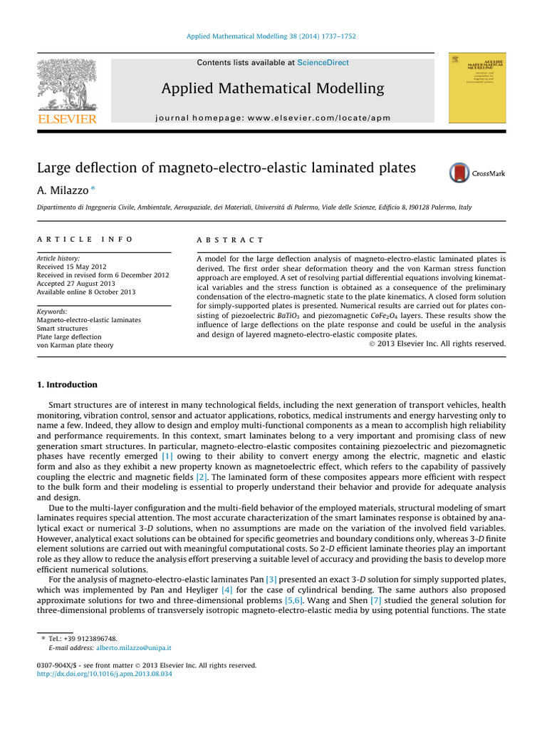 Applied Mathematical Modelling: A. Milazzo | PDF | Stress (Mechanics ...