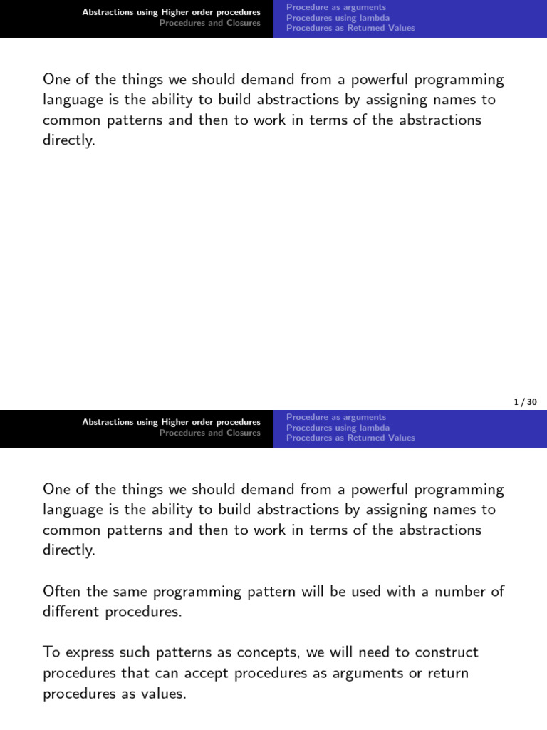 Higher-Order Procedures in Programming | PDF | Parameter (Computer ...