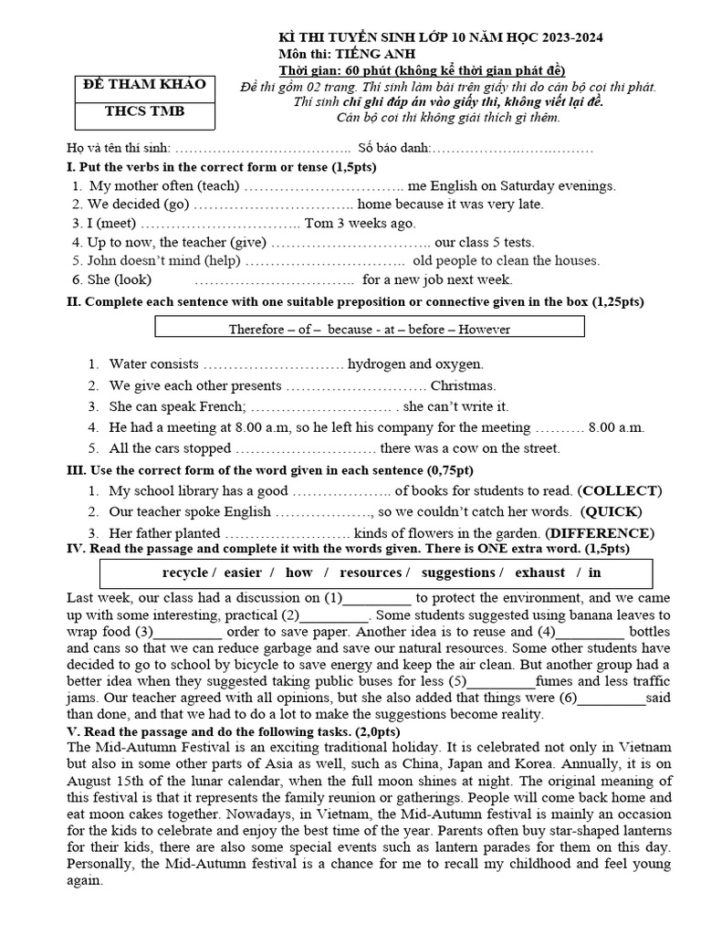 Grade 10 English Exam Guide | PDF | Linguistics
