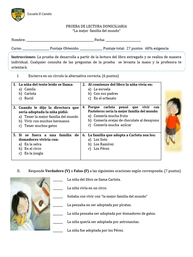Prueba Del Libro La Mejor Familia Del Mundo | PDF