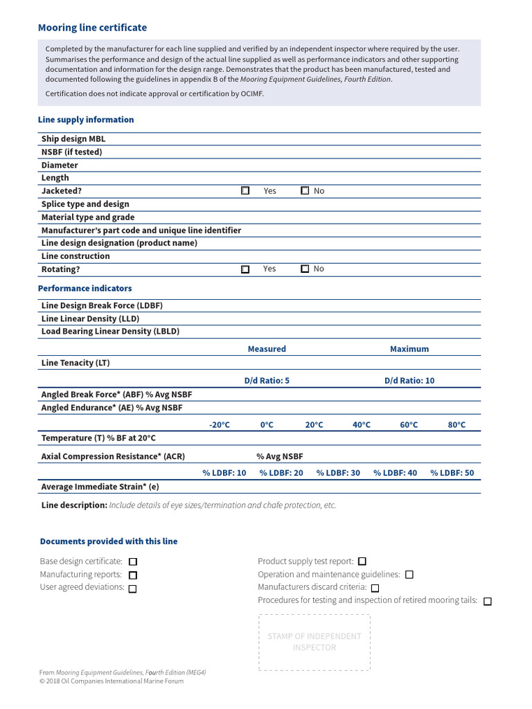 Meg4 Mooring Line Certificate | PDF | Applied And Interdisciplinary ...