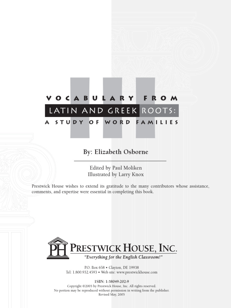 Vocabulary From Latin and Greek Roots Book 3 | PDF | John F. Kennedy