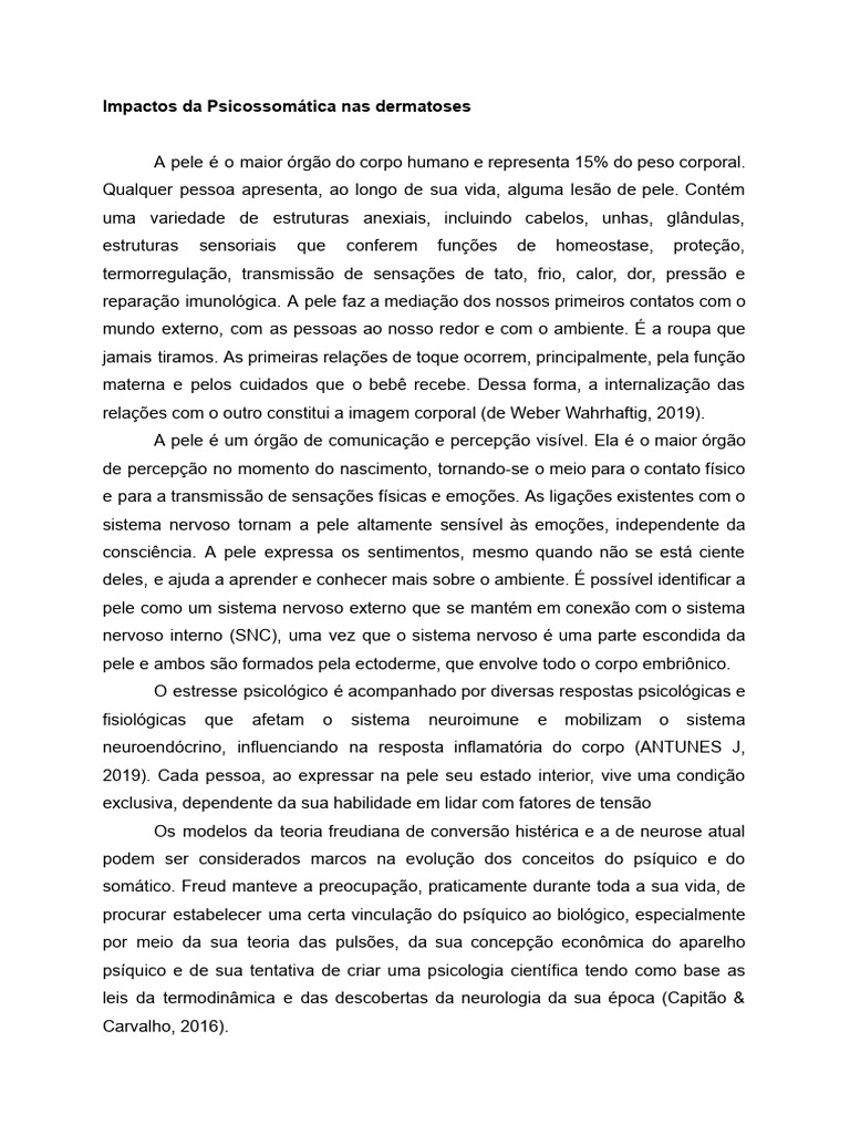 Psicossomática e Dermatoses: Relações Essenciais | PDF | Psicologia ...