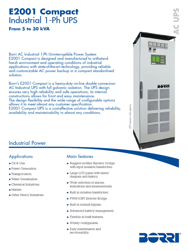 Brochure Borri E2001 Compact OMG60323revA 01-22 | PDF | Power Inverter | Rectifier
