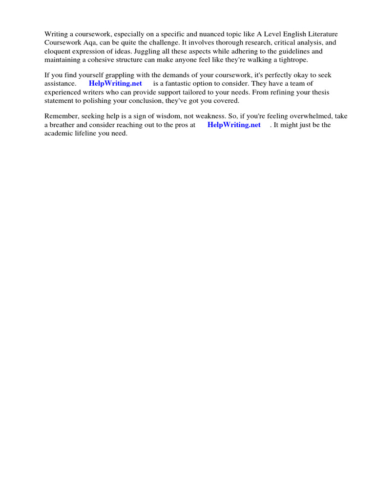 A Level English Literature Coursework Aqa | PDF | Educational ...