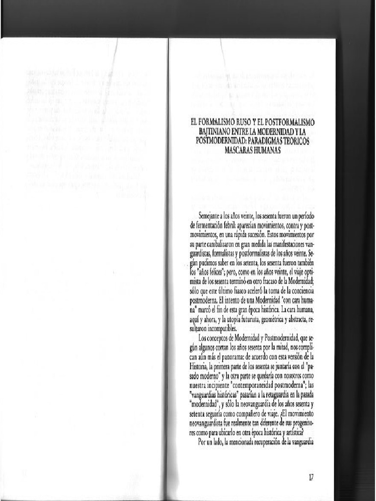 Volek - El Formalismo Ruso y El Postformalismo Bajtiniano | PDF
