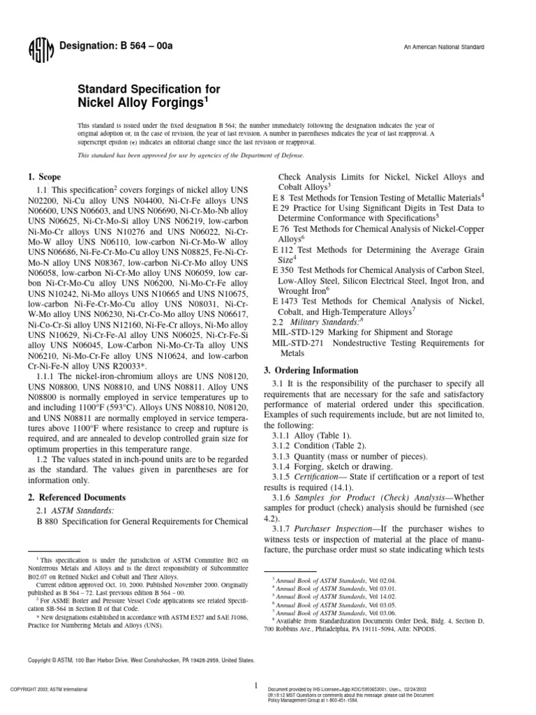 Astm B 564 | PDF | Alloy | Steel