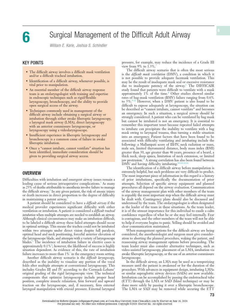 6 - Surgical Management of The Difficult Adult Airway | PDF ...