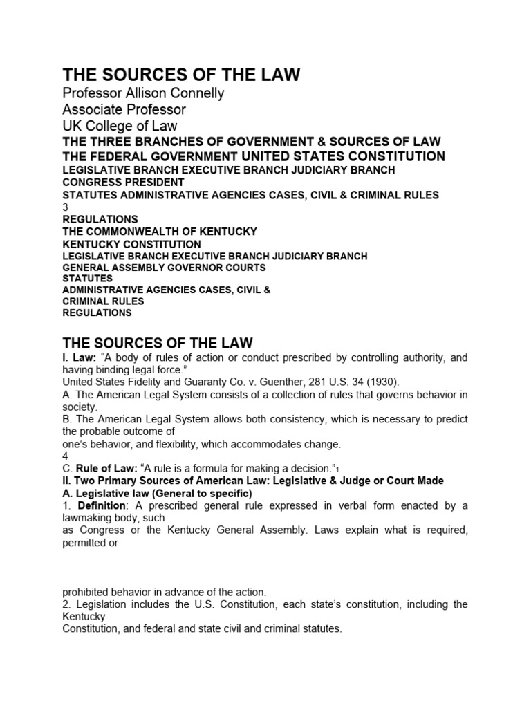 The Sources of The Law | PDF | Precedent | Common Law