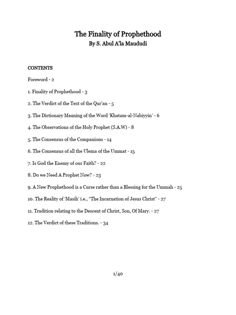 Finality of Prophethood | PDF | Prophets And Messengers In Islam | Muhammad