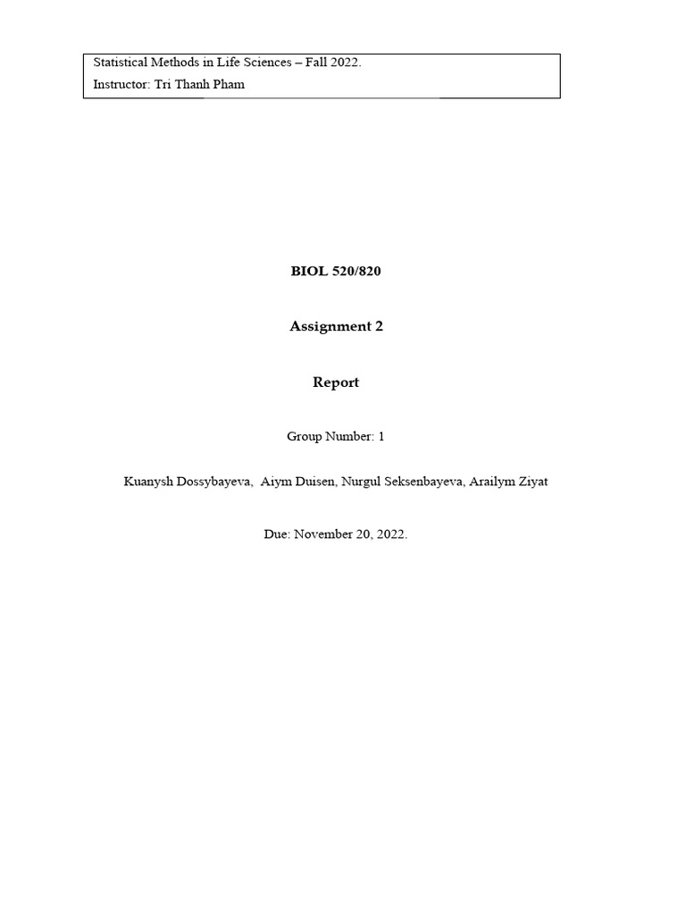 Assignment 2 Group 1 Report | PDF | Analysis Of Variance | Regression Analysis