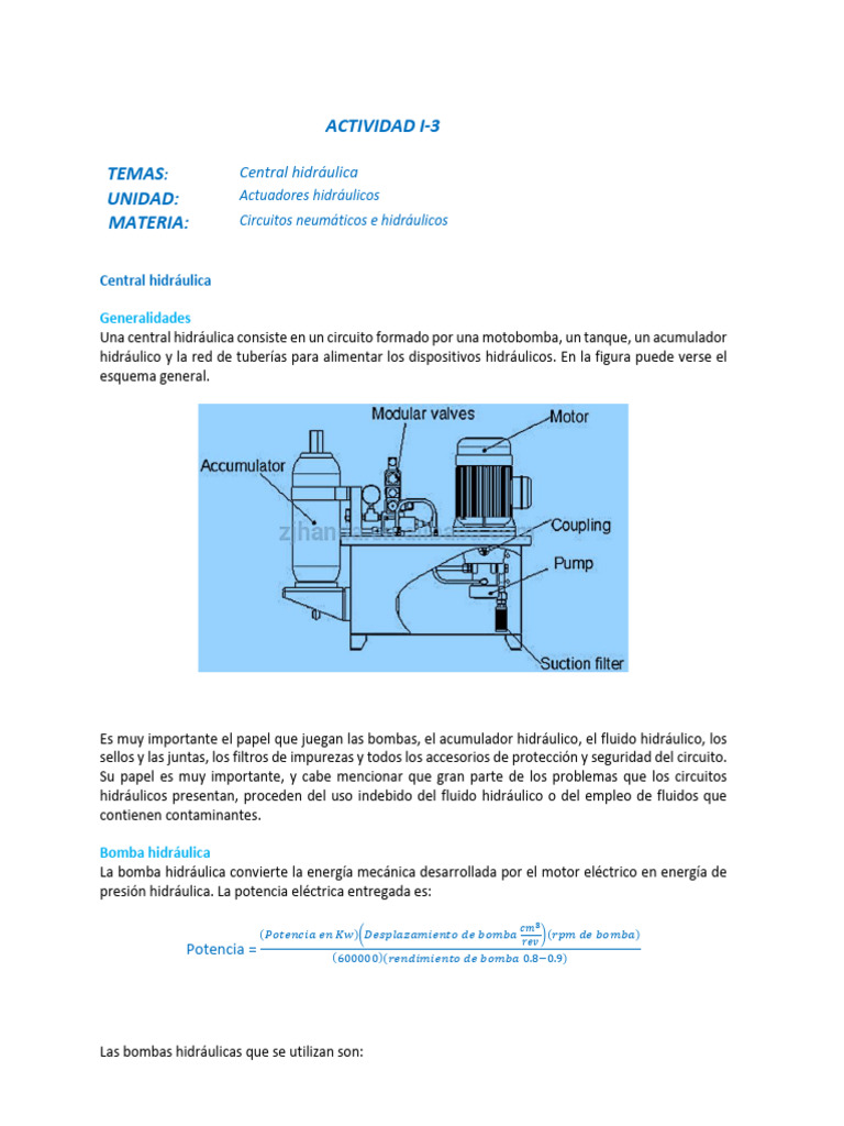 Actividad I-3 Neum e Hidr Cecyte | PDF | Filtración | Bomba