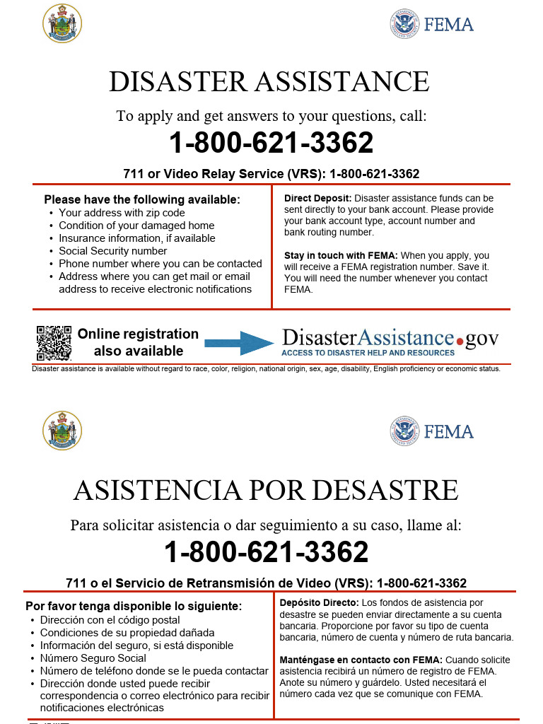 FEMA Disaster Assistance Registration | PDF