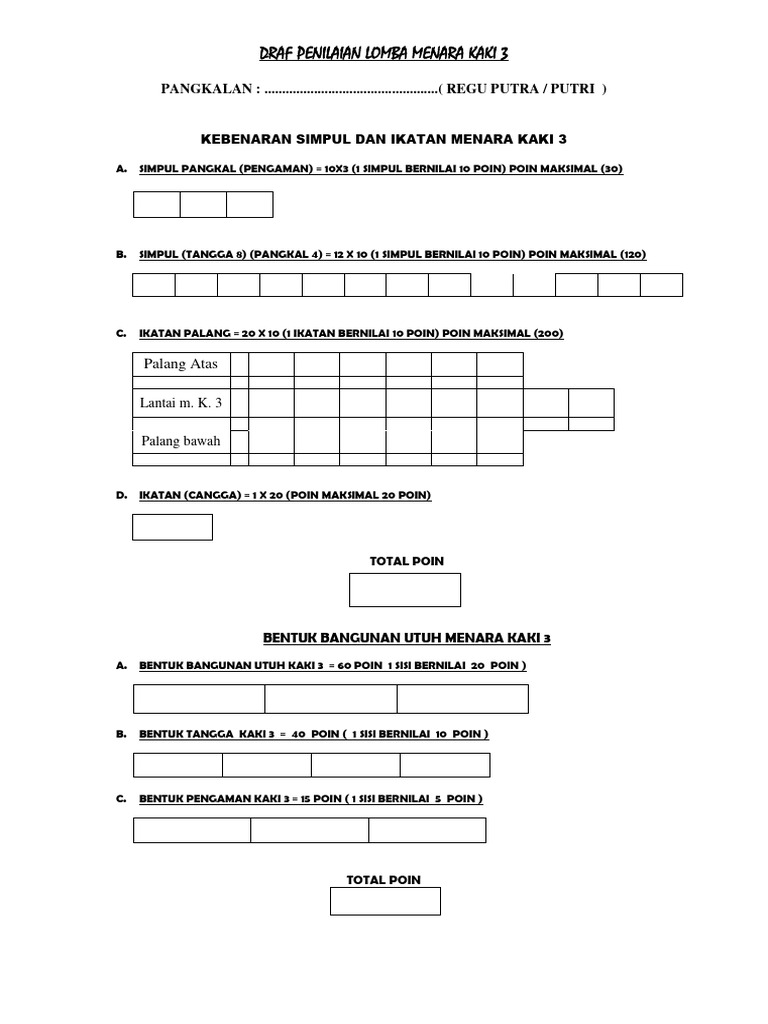 Draf Pionering Menara Kaki 3 Standart | PDF