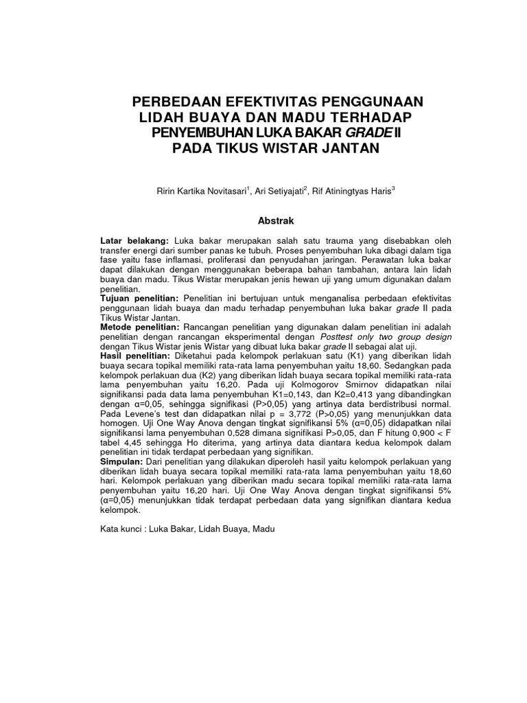 Perbedaan Efektivitas Penggunaan Lidah Buaya Dan Madu Terhadap ...