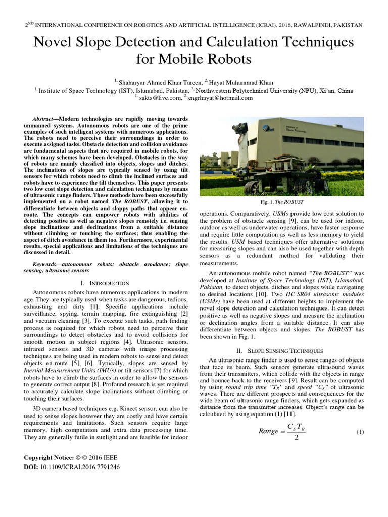 Novel Slope Detection and Calculation Techniques For Mobile Robots ...