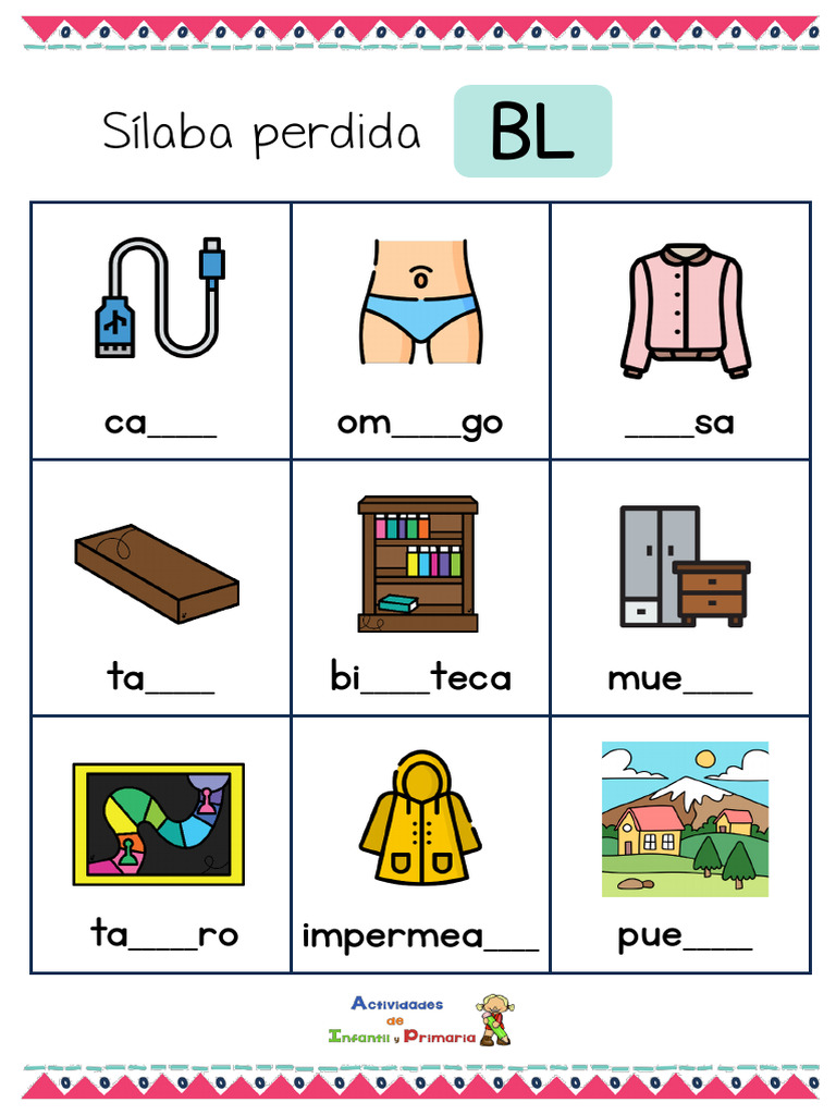 Fichas Lectoescritura Silabas Trabadas Con L | PDF