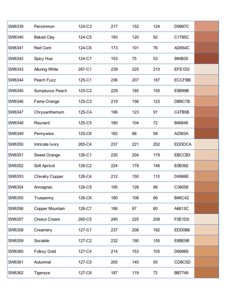 SW ColorSnap Color Swatches For SW Site Locator 031319 | PDF