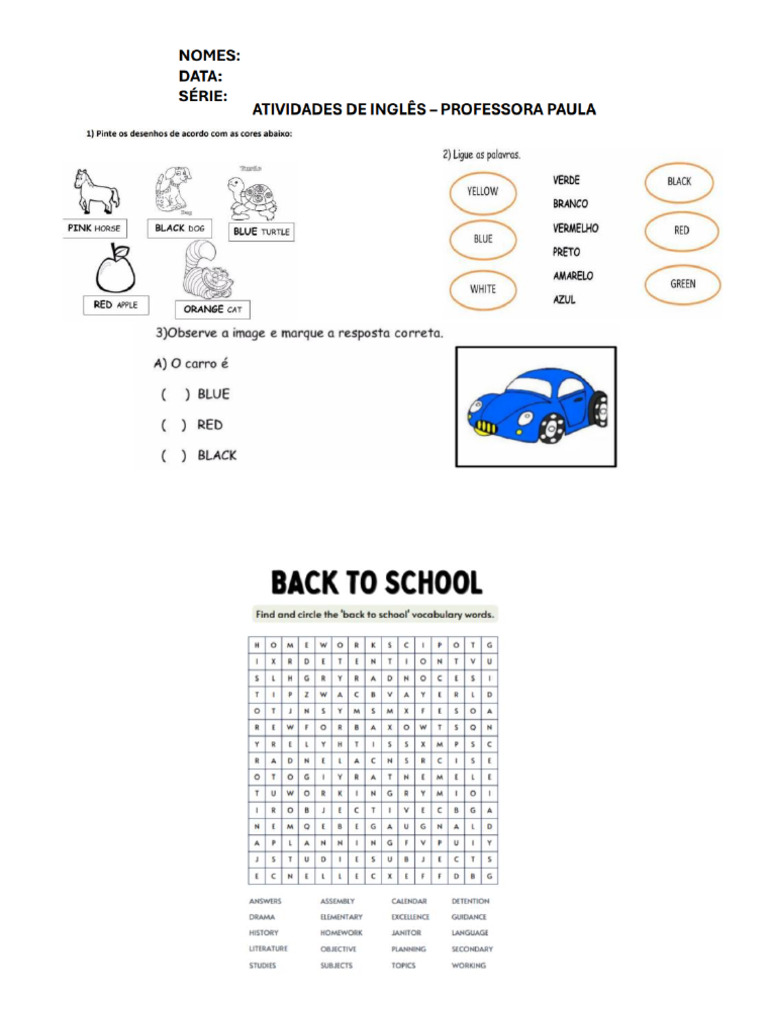 Atividade Inglês - Paula | PDF