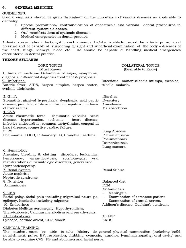 General Medicine Syllabus | PDF