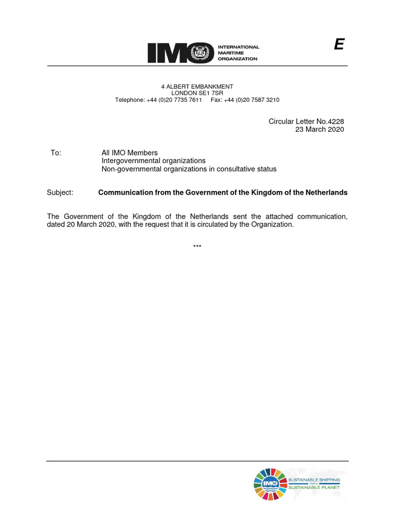 Circular Letter No.4228 Communication From The Government of The ...