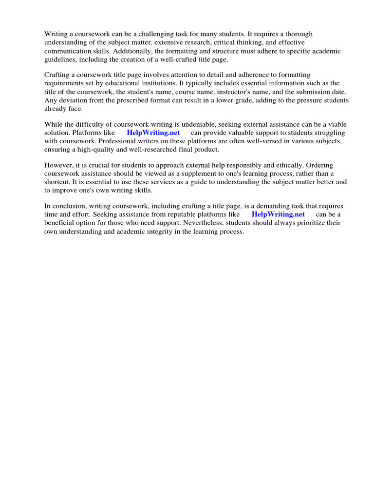 Coursework Title Page Example | PDF | Page Layout | Essays