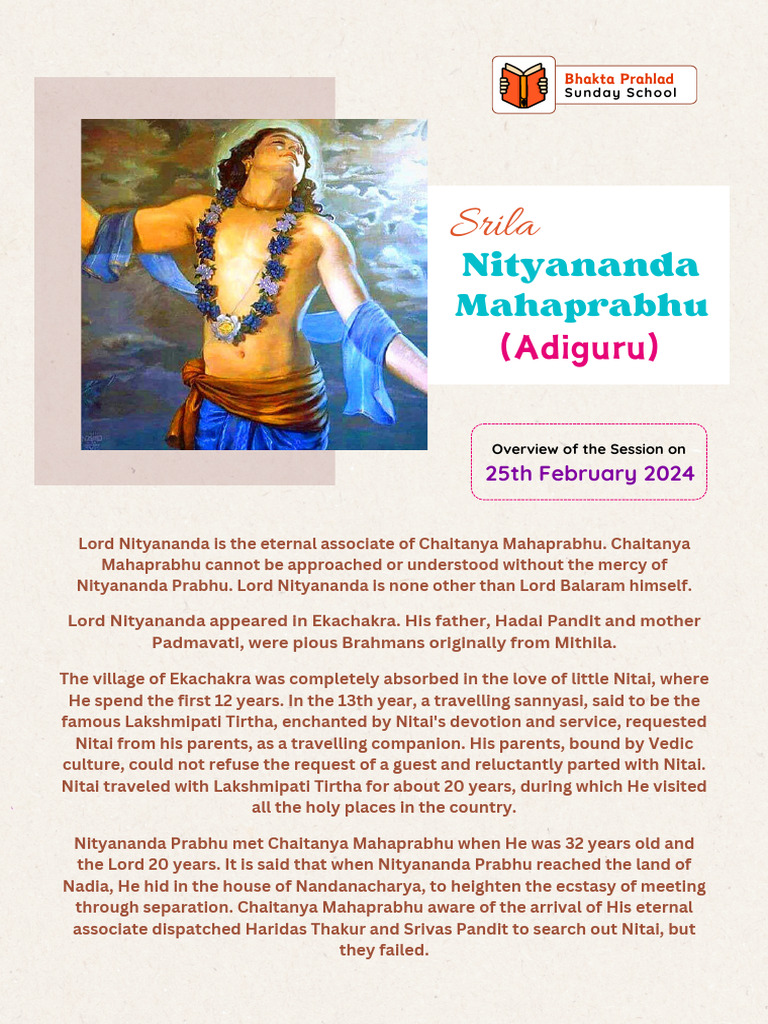 About Srila Nityananda Mahaprabhu | PDF | Krishna | Hinduism