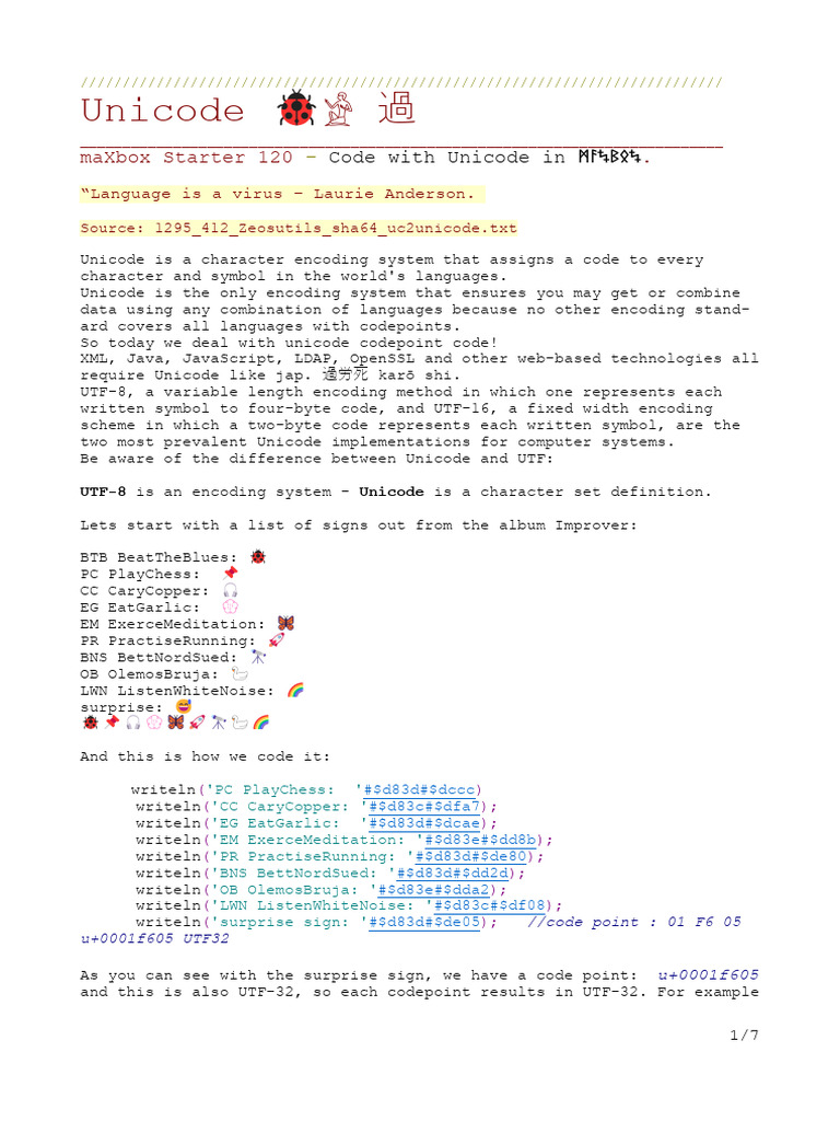 maxbox_starter120_unicode | PDF | Character Encoding | Computer Mediated Communication