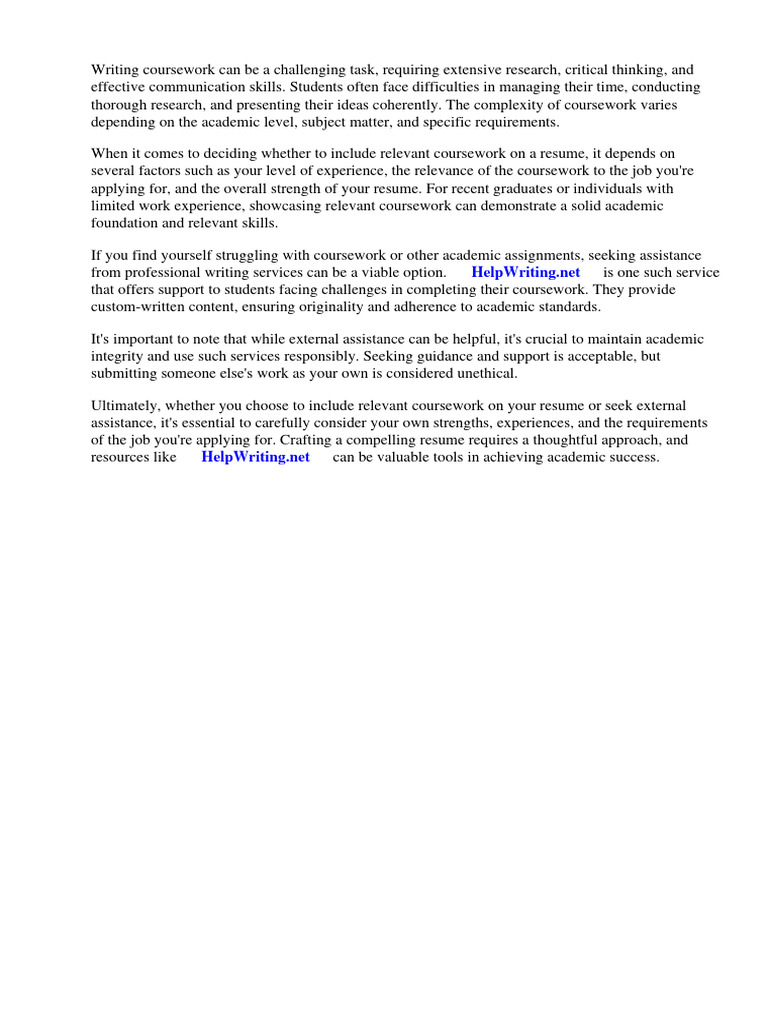 Should I Put Relevant Coursework On A Resume | PDF | Résumé | Http Cookie