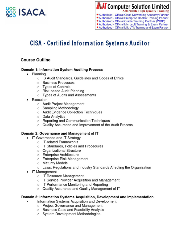 CISA Course Outline and Syllabus | PDF | Information Security ...