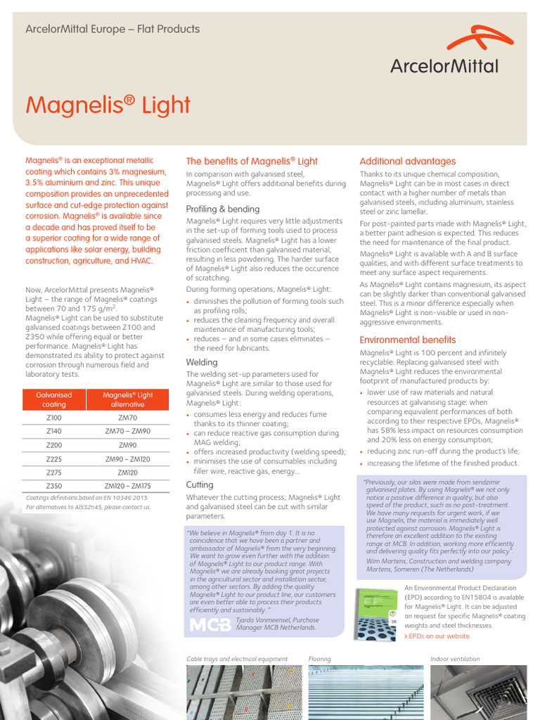 Magnelis Light | PDF | Galvanization | Corrosion