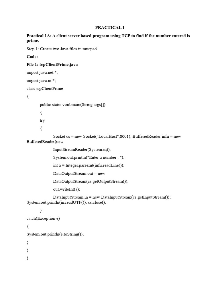 CC Practical No 1 | PDF | Computer Science | Communications Protocols CC Practical No 1 | PDF | Computer Science | Communications Protocols