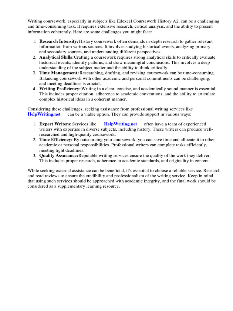 Edexcel Coursework History A2 | PDF | Critical Thinking | Gce Advanced ...