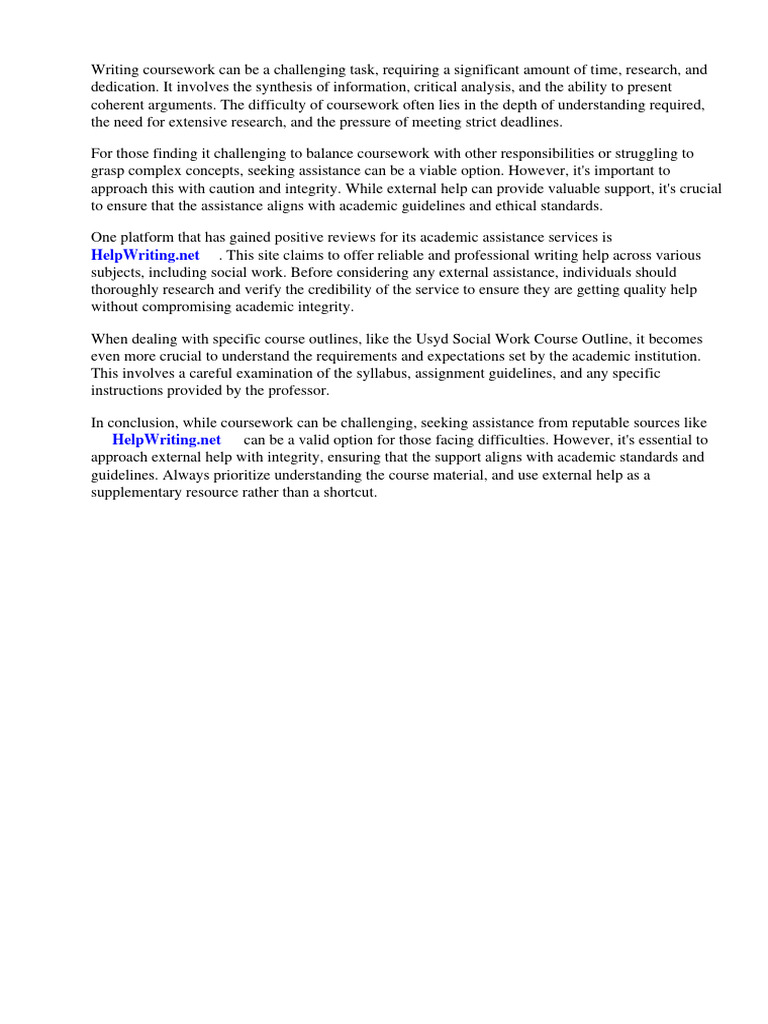 Usyd Social Work Course Outline | PDF | Social Work | Academic Degree