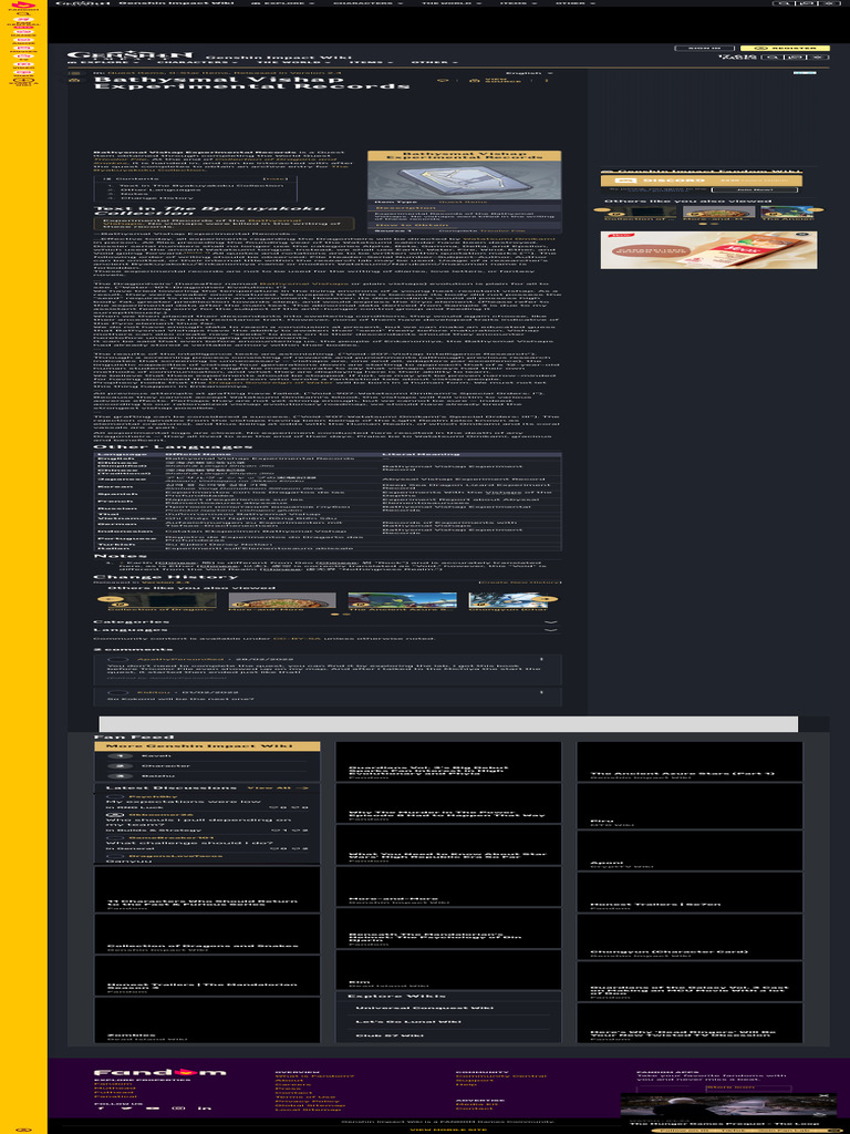 Bathysmal Vishap Experimental Records Genshin Impact Wiki Fandom | PDF ...