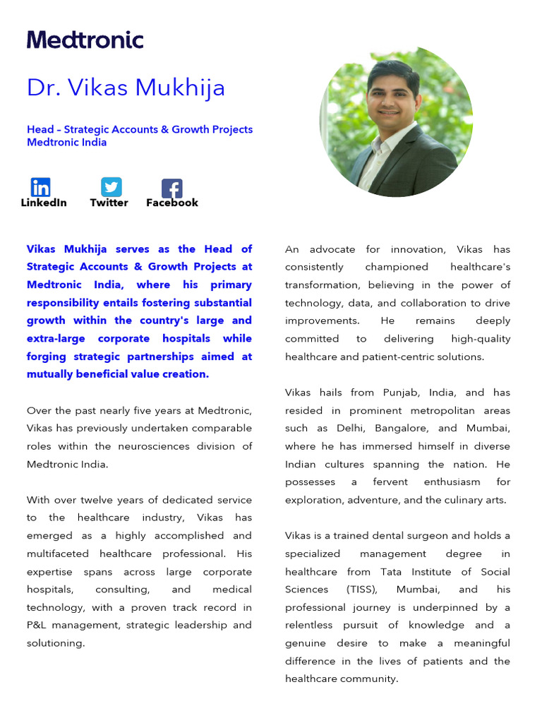 Leader-Bio - Vikas Mukhija - Final | PDF | Health Care | Social Programs